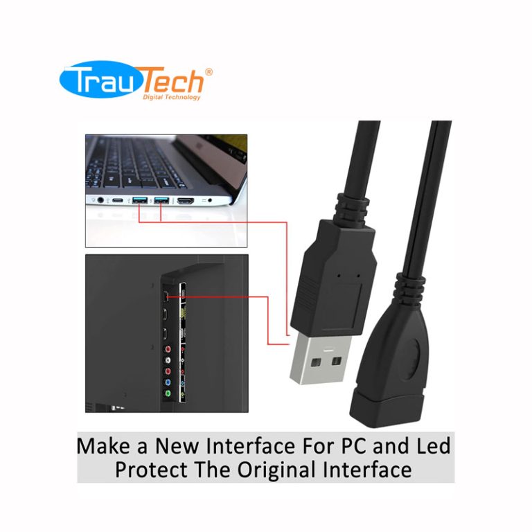 CABLE EXTENSION USB TIPO A 2.0 MACHO A HEMBRA 480MBPS TRAUTECH - Compukaed