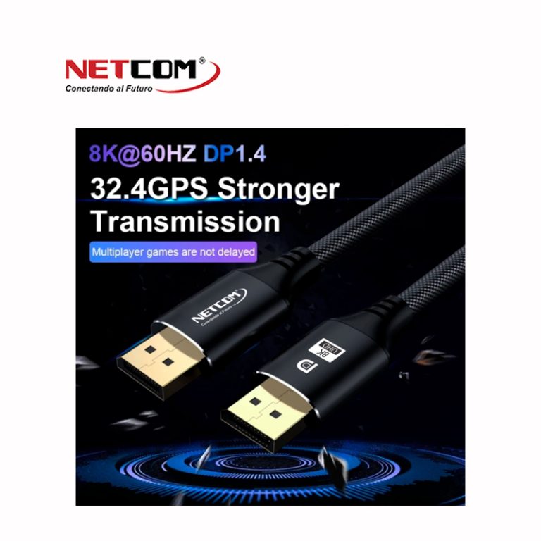 CABLE DISPLAYPORT DP 1.4 ULTRA HD 8K A 60HZ Y 4K A 144HZ FORRADO EN NYLON NETCOM - Compukaed