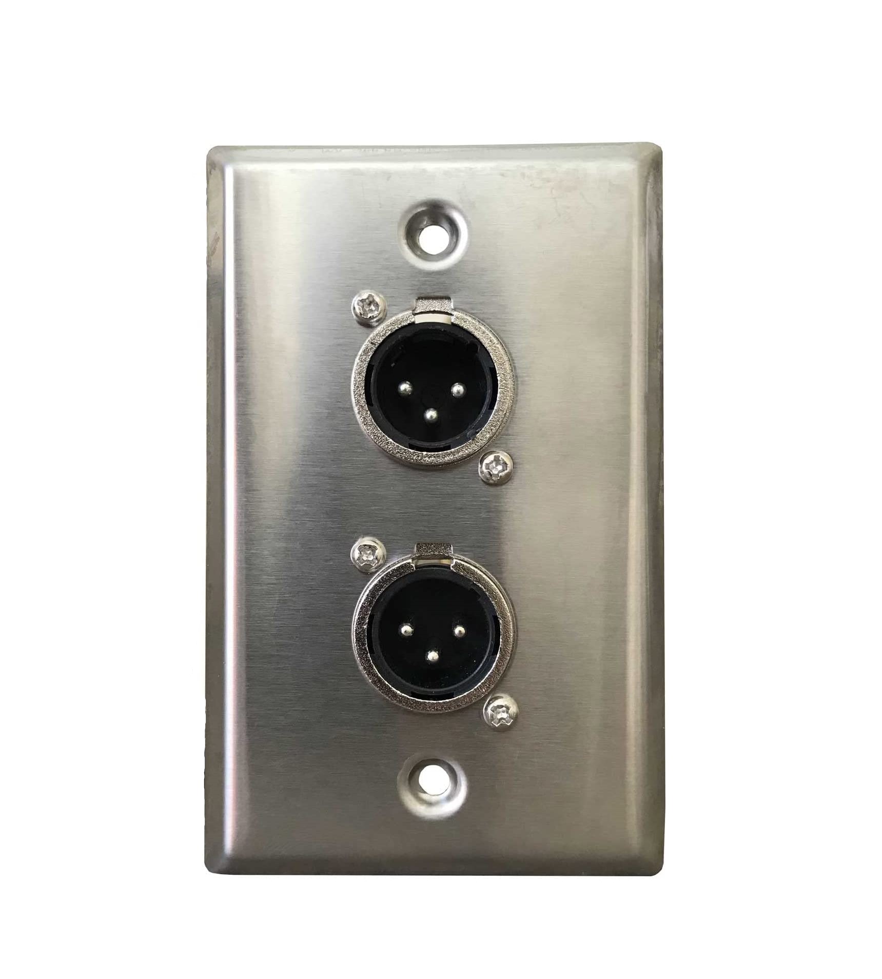 FACE PLATE PLACA DE METAL DE 2 PUERTOS XLR CANON DE 3 PINES MACHO ...