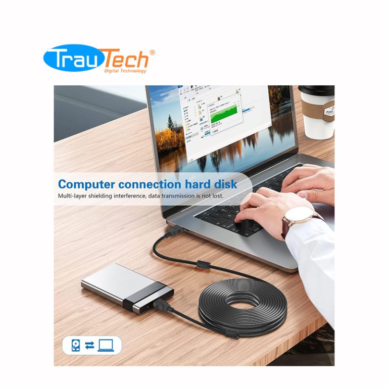 CABLE USB TIPO A 2.0 A USB TIPO A 2.0 480MBPS AMBOS MACHOS PARA ENERGIA TRAUTECH - Compukaed