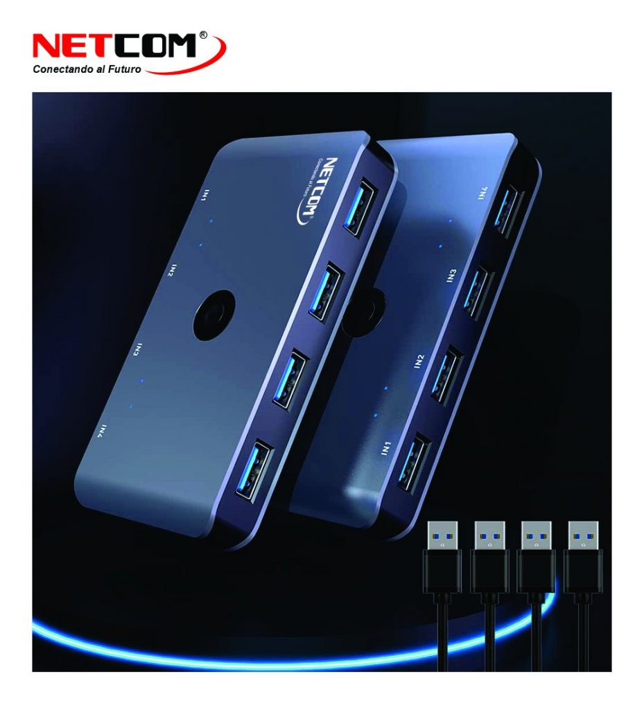 SWITCH CONMUTADOR KVM USB 3.0 DE 4 PUERTOS USB 3.0 TIPO A NETCOM ...