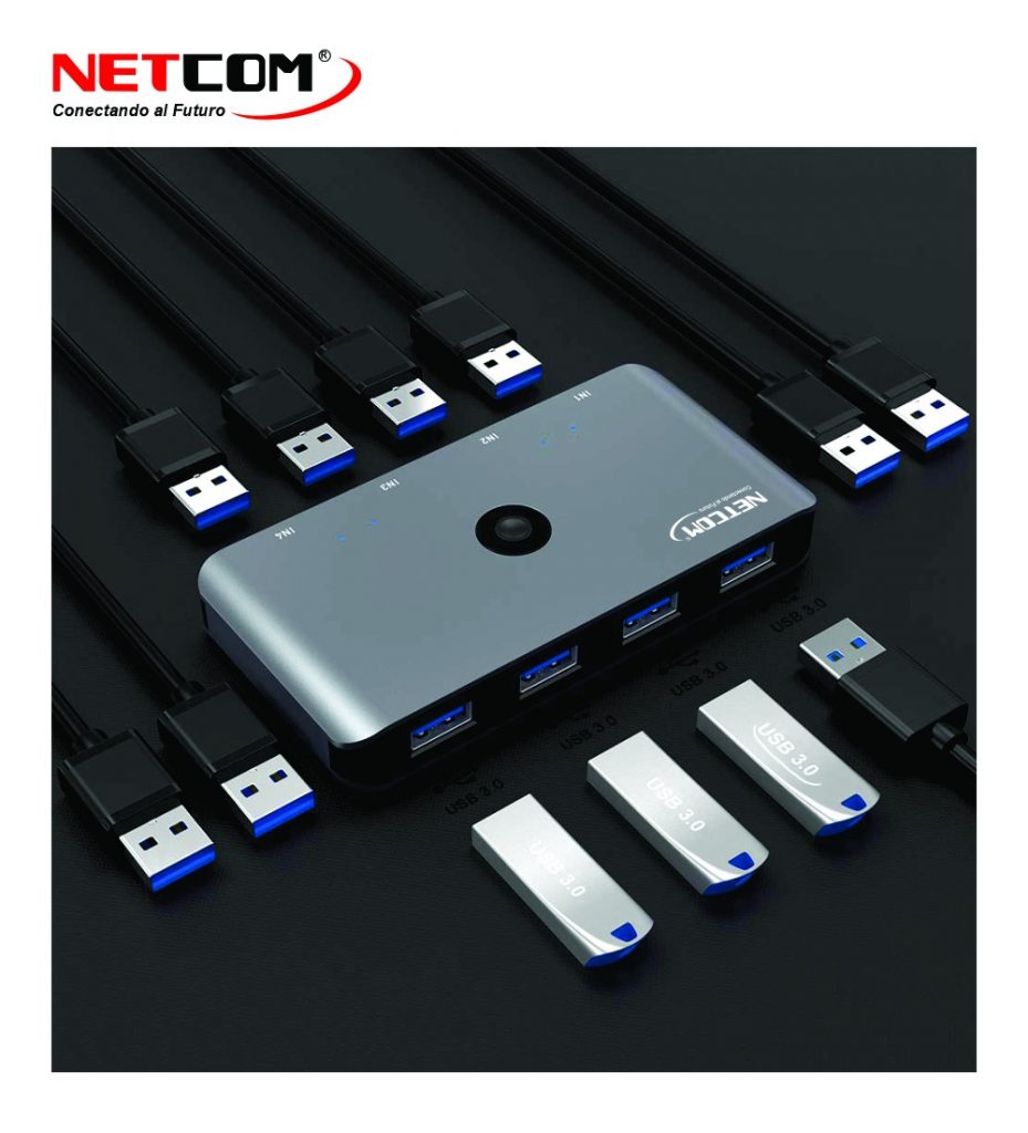 SWITCH CONMUTADOR KVM USB 3.0 DE 4 PUERTOS USB 3.0 TIPO A NETCOM ...